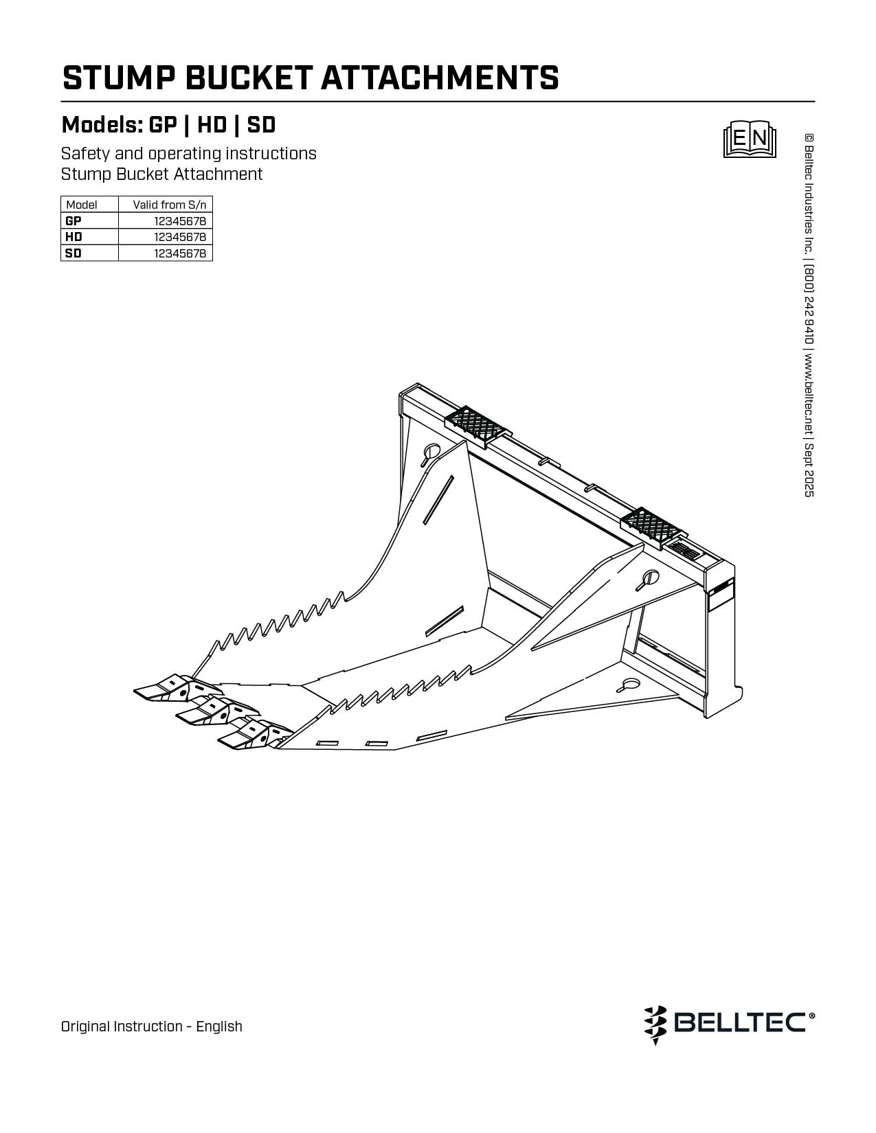 Stump Bucket Series Product Manual - Belltec